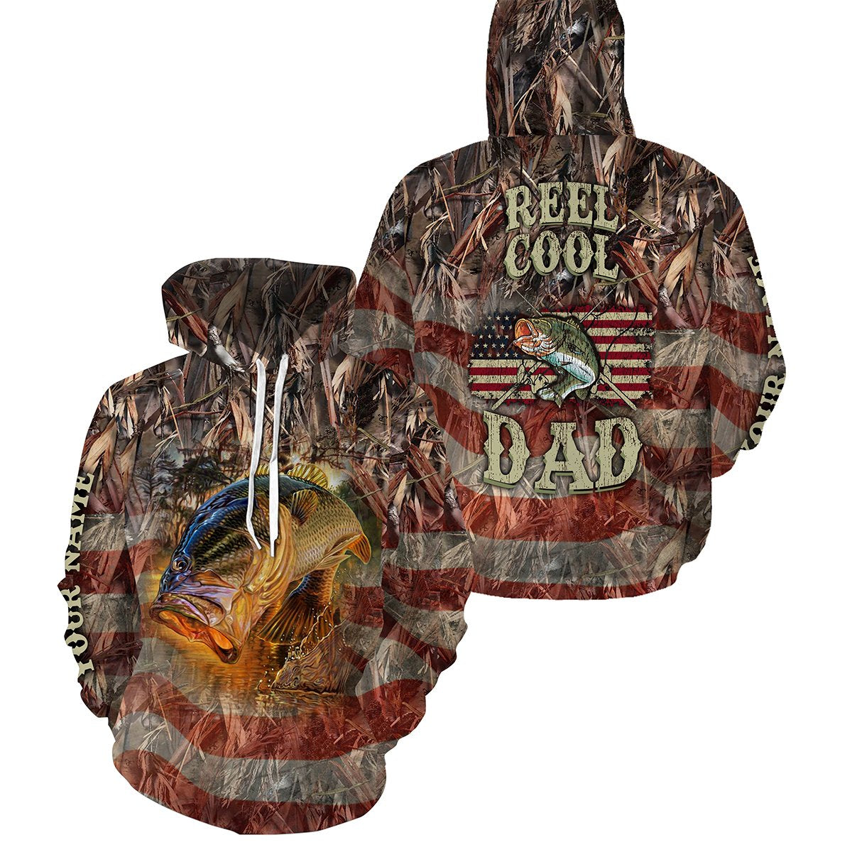 Joycorners Reel Cool Dad Bass Fishing US Flag Customize Name 3D Shirts – Joy Corner