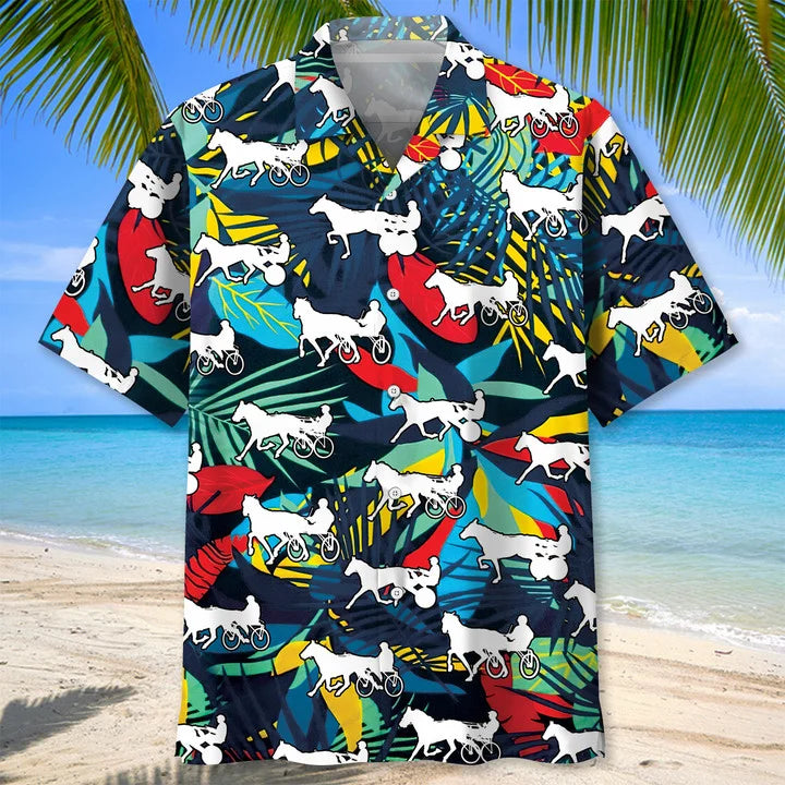 TROPICAL HORSE HARNESS RACING HAWAIIAN SHIRT – Joy Corner