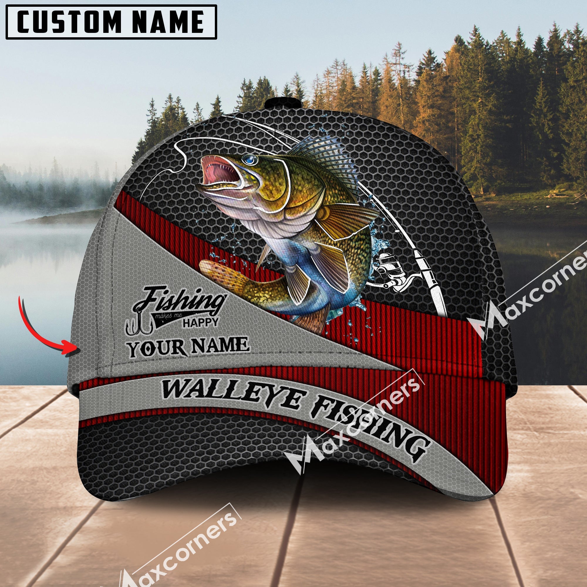 Joycorners Walleye Fishing Personalized Name Metal Pattern 3D Classic ...