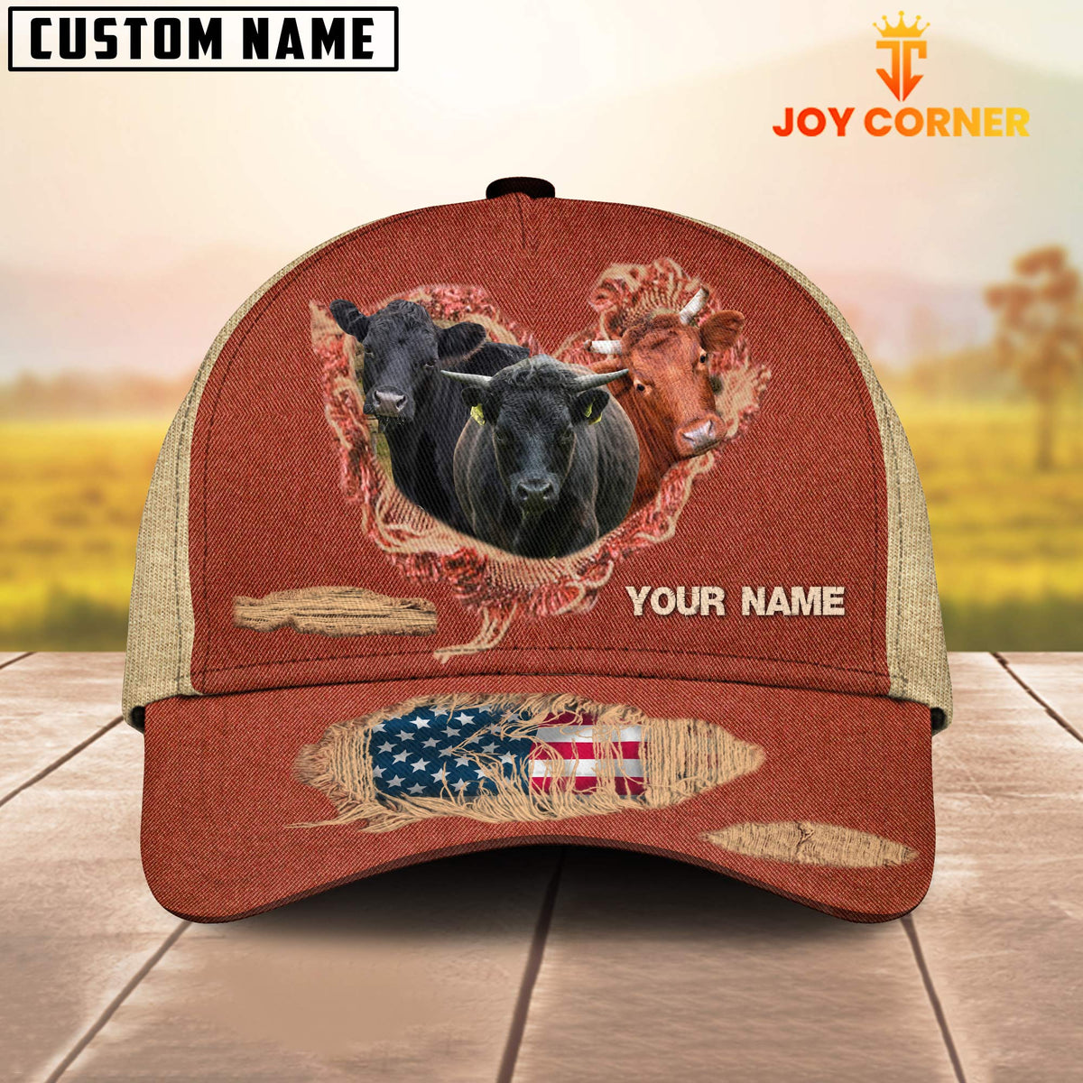 Joycorners Custom Name Red Jeans Pattern Dexter Cattle Cap – Joy Corner