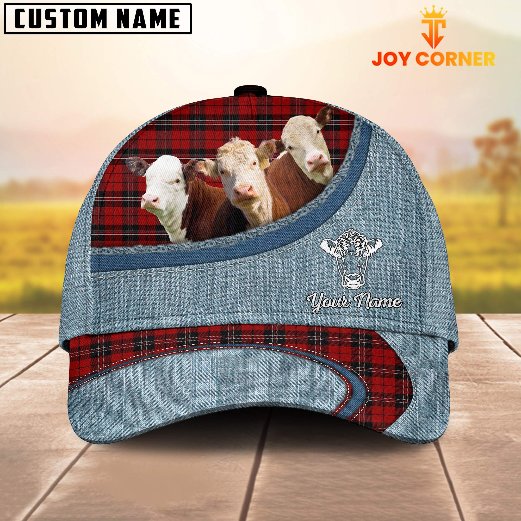 Joycorners Custom Name Hereford Red Caro And Jean Pattern Classic Cap ...