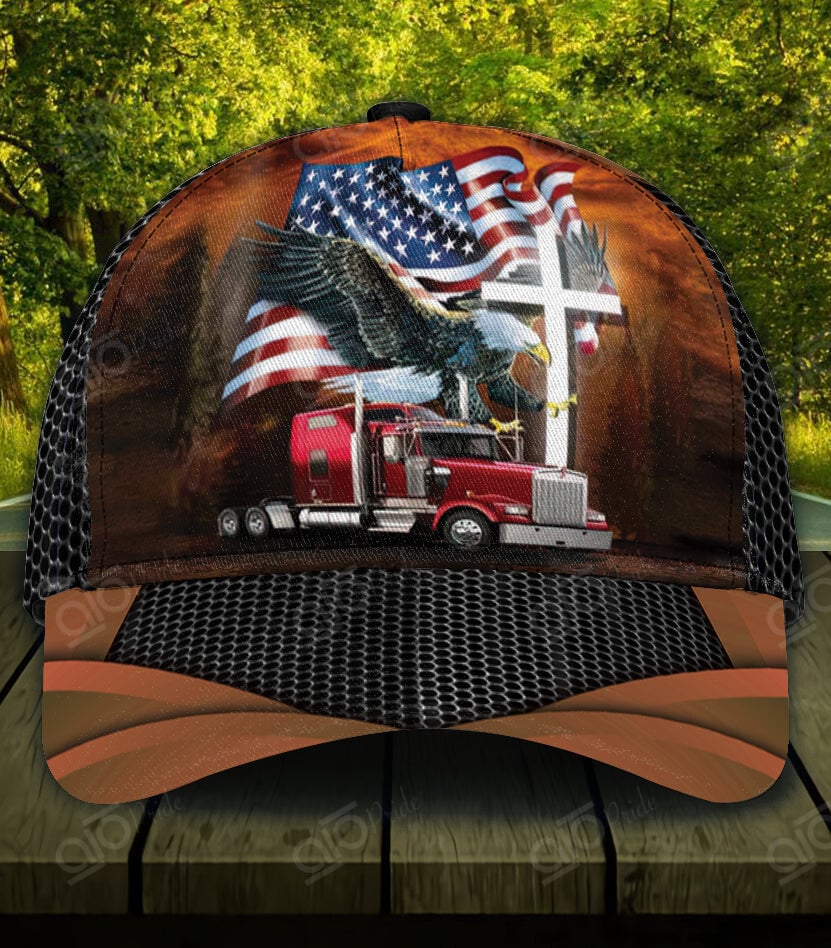 Joy corners American Flag And Cross Trucker Classic Cap – Joy Corner