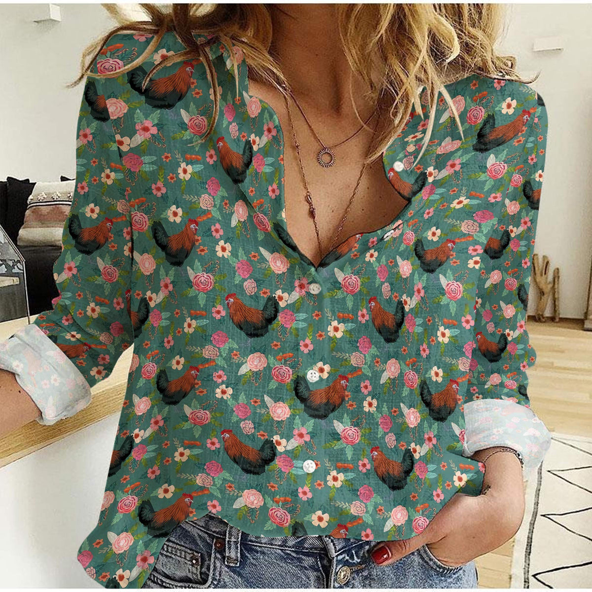 Joycorners Maran Chicken Floral Pattern Casual Shirt – Joy Corner